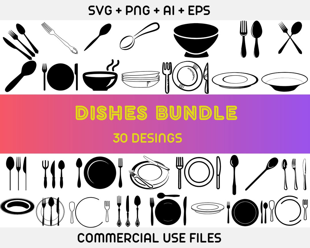 Dishes Svg, Dinner Plate Png, Kitchen Svg,kitchen Sign Svg,kitchen Svg ...