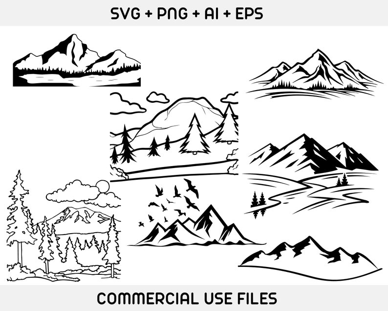 MOUNTAIN SVG Bundle MOUNTAIN Clipart Mountain Svg Cut Files - Etsy