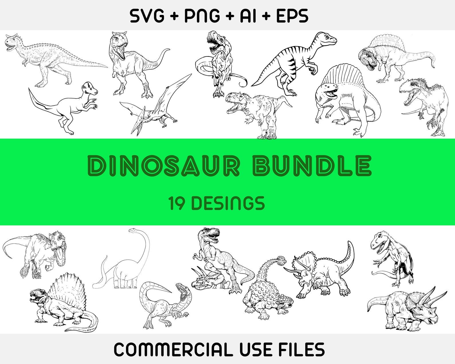 Dinosaur Svg Bundle, Dinosaur Clipart, Dinosaur Silhouette Svg, T-rex ...