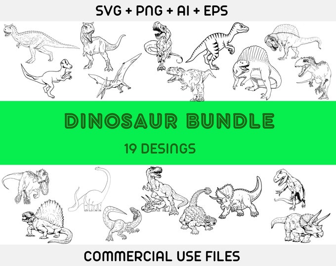 Dinosaur SVG Bundle, Dinosaur Bundle, Dinosaur Clip Art, T-REX Svg ...