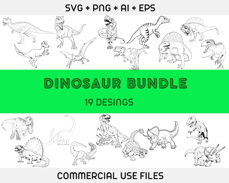 Dinosaur Svg Bundle Dinosaur Clipart Dinosaur Silhouette - Etsy