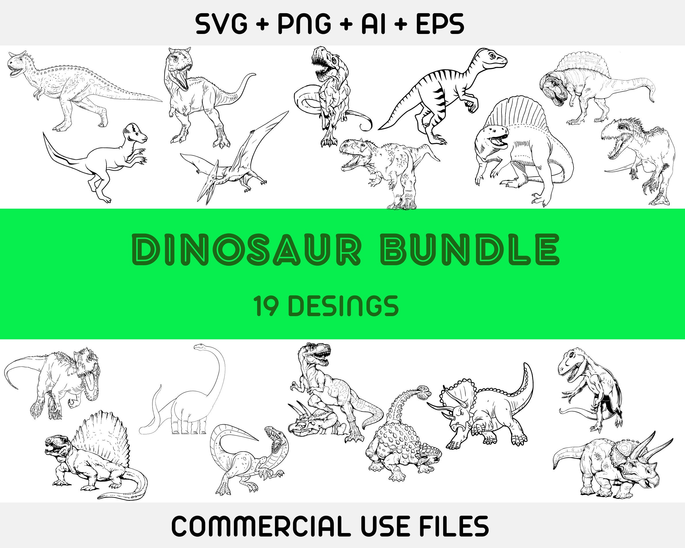 Dinosaur Svg Bundle Dinosaur Clipart Dinosaur Silhouette - Etsy