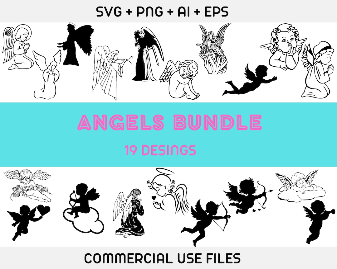 Angels Bundle Svg, Christmas Angels Svg, Christmas Decoration Svg ...