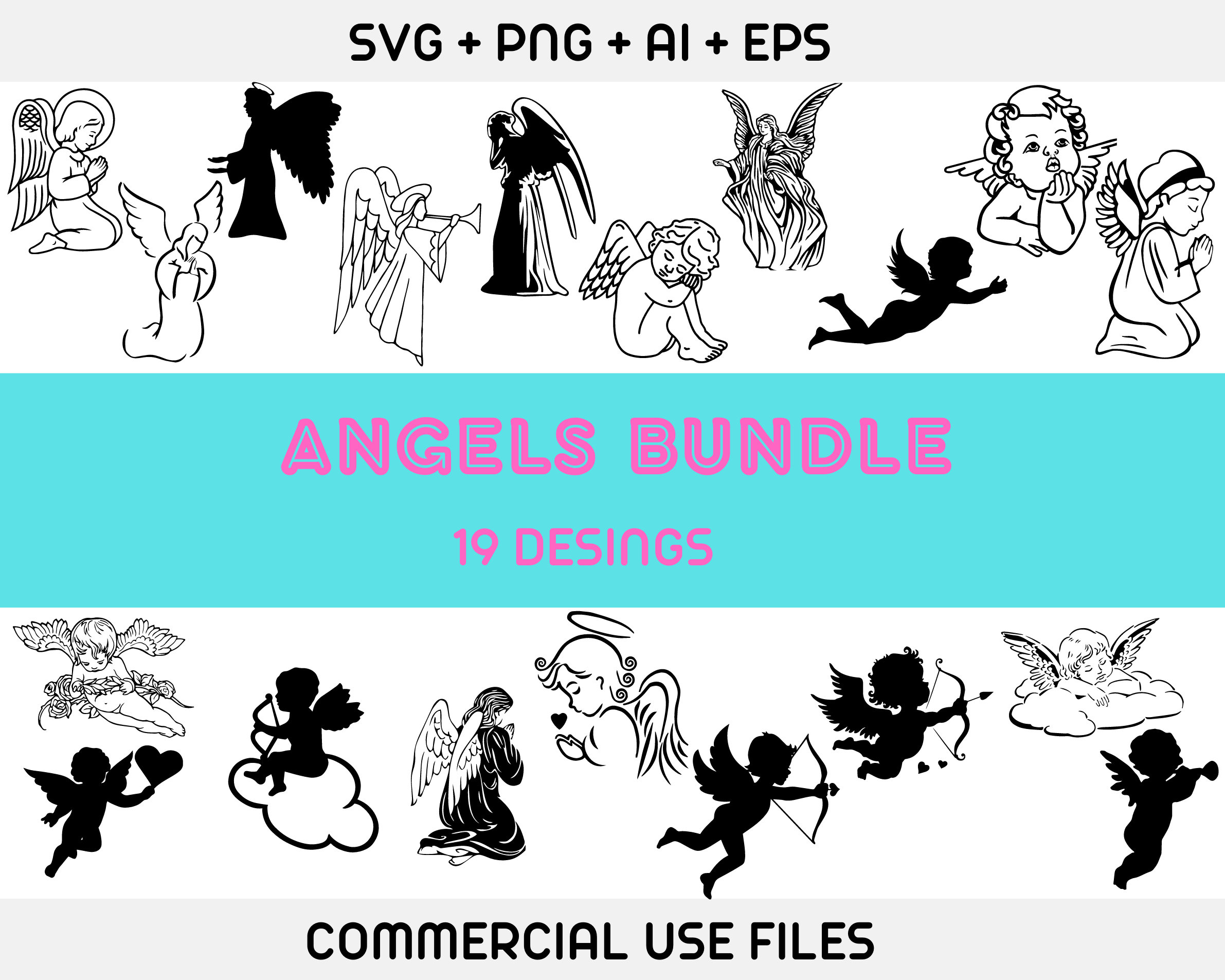 Angels Bundle Svg Christmas Angels Svg Christmas Decoration - Etsy