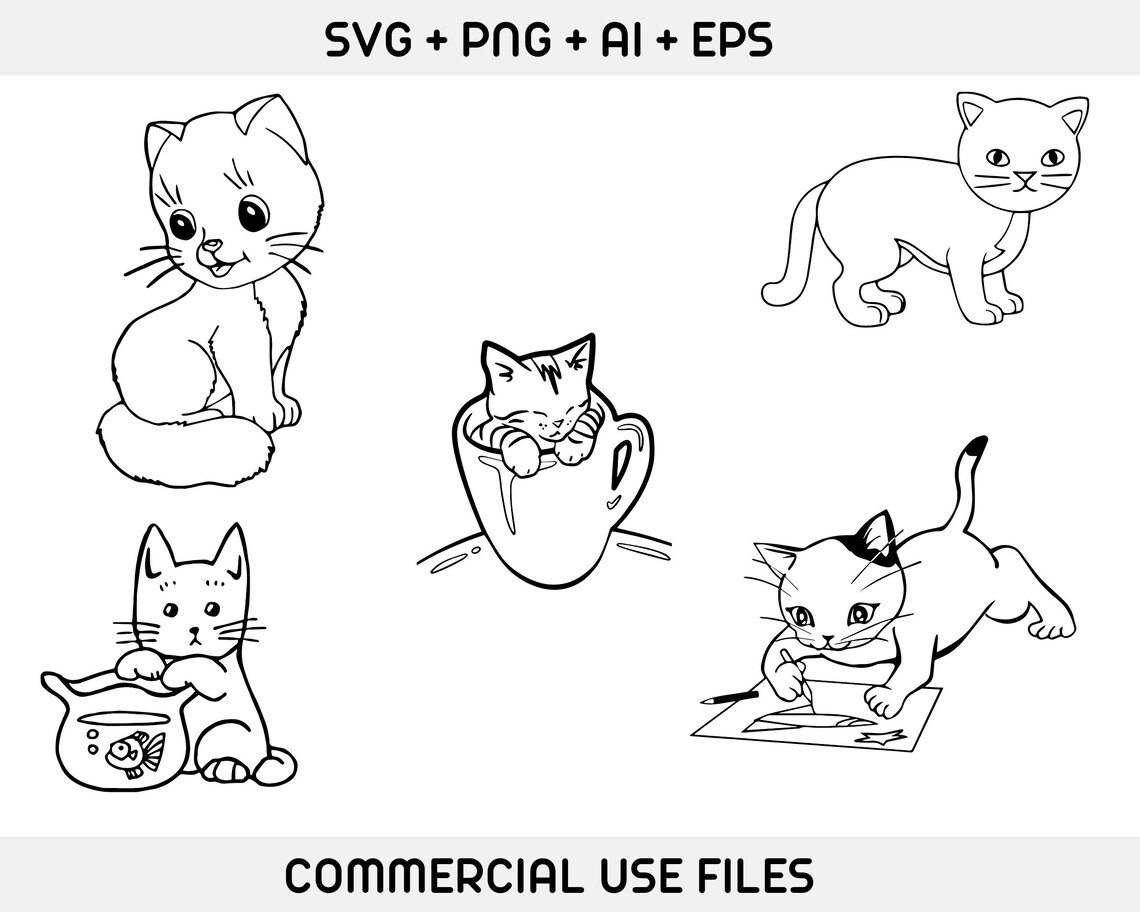 CATS Bundle SVG CATS Svg Cut Files for Cricut Cats Clipart - Etsy