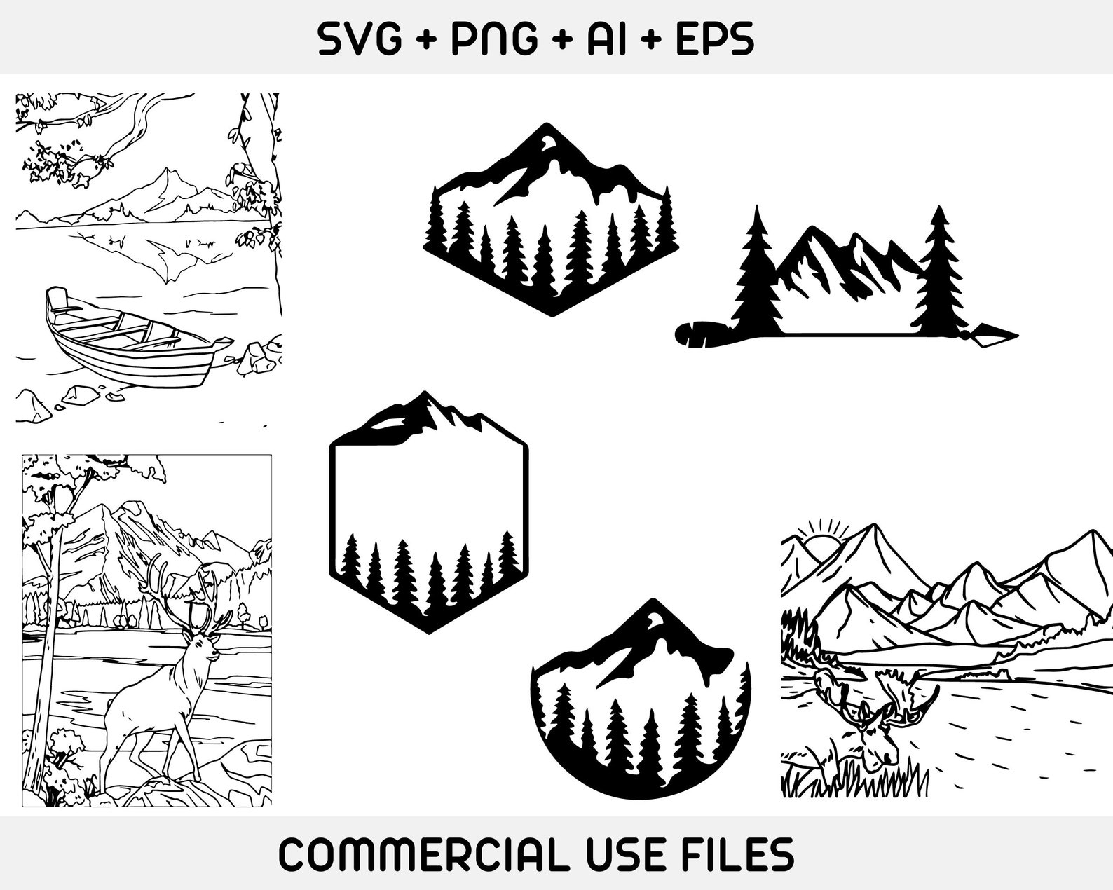 Mountain Scenery SVG Mountain Scenery Silhouette Mountain - Etsy