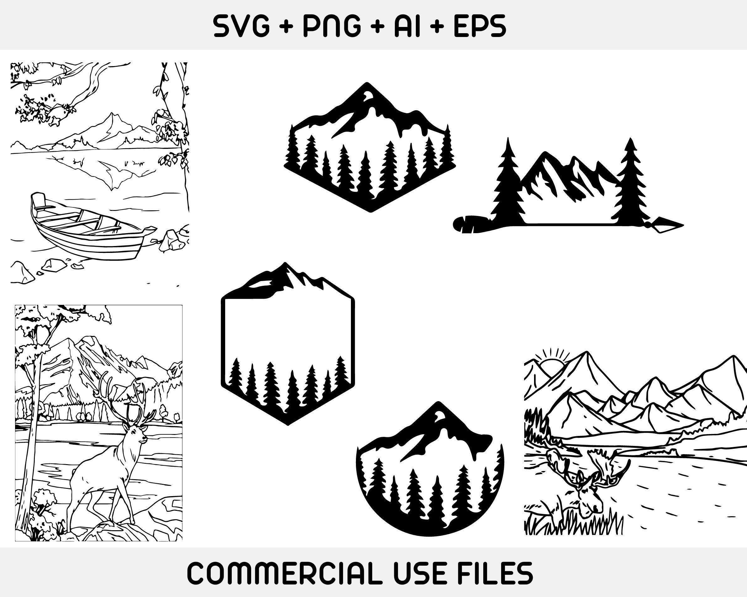 Mountain Scenery SVG Mountain Scenery Silhouette Mountain - Etsy