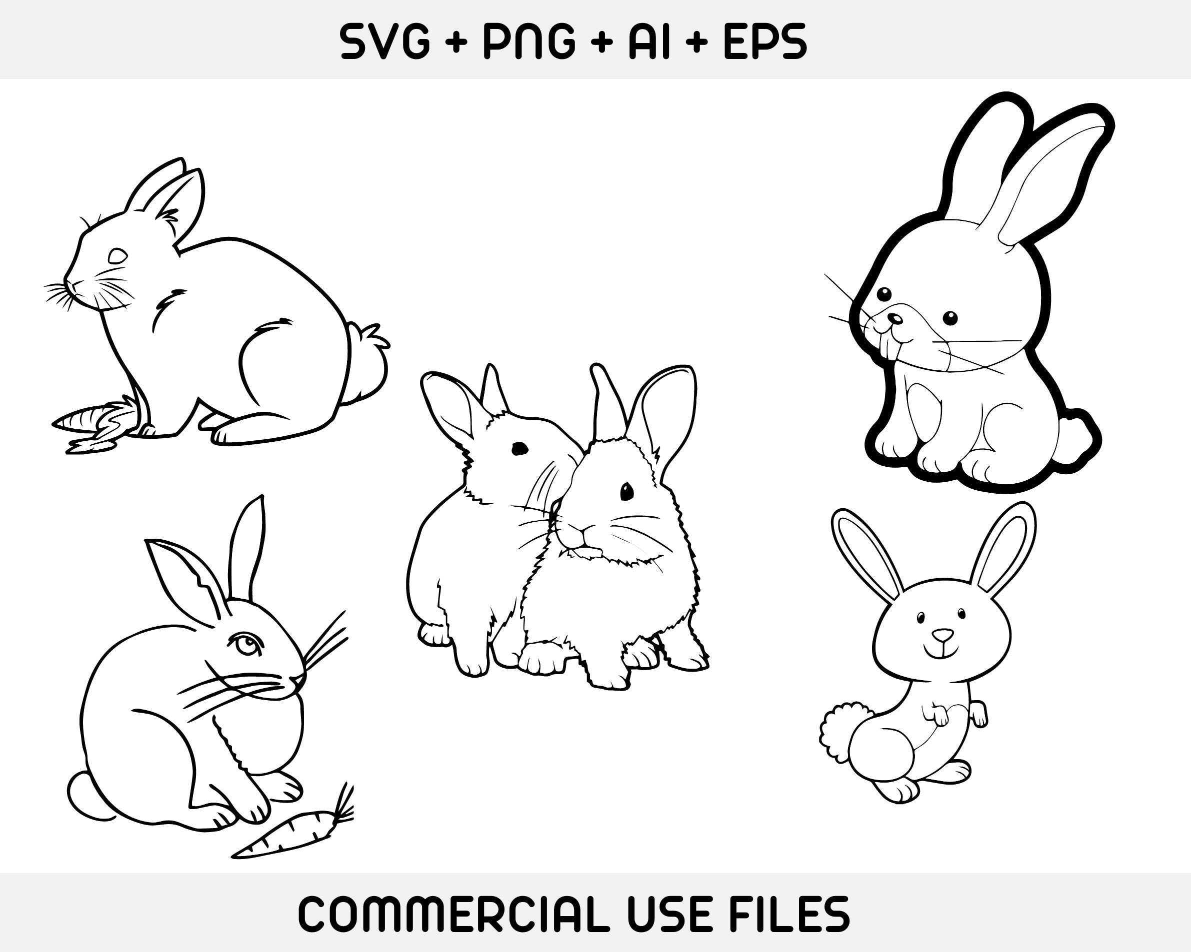Rabbit Svg Bundle Rabbit Svg Rabbit Clipart Cute Rabbit - Etsy