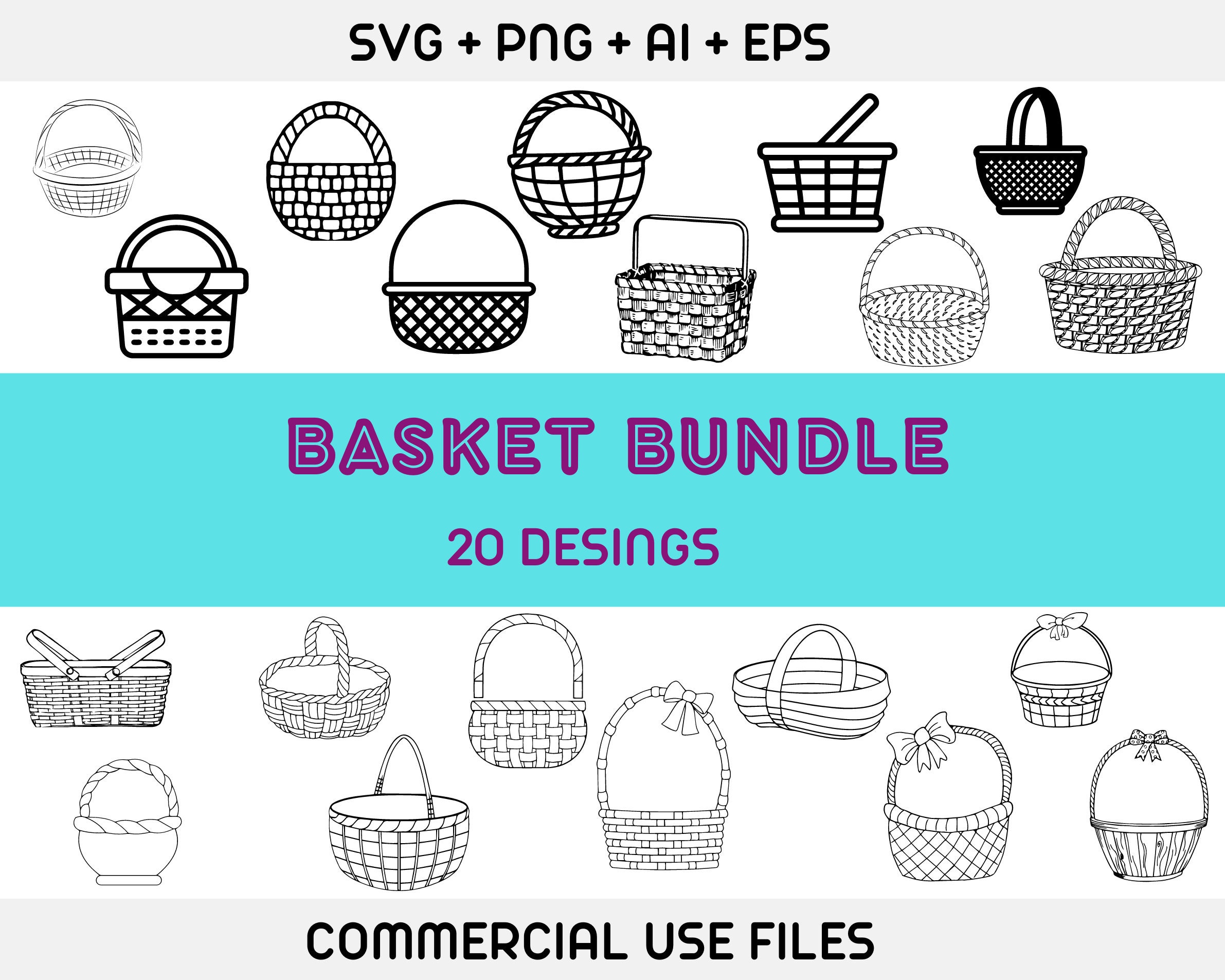 Basket SVG Basket Svg Bundle Easter Egg Basket SVG Wicker - Etsy