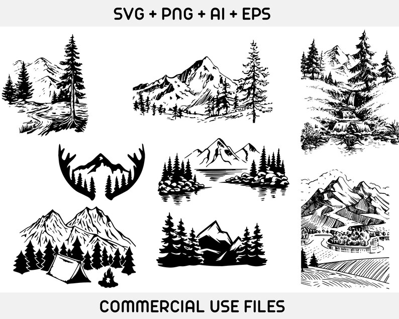 MOUNTAIN SVG Bundle MOUNTAIN Clipart Mountain Svg Cut Files - Etsy