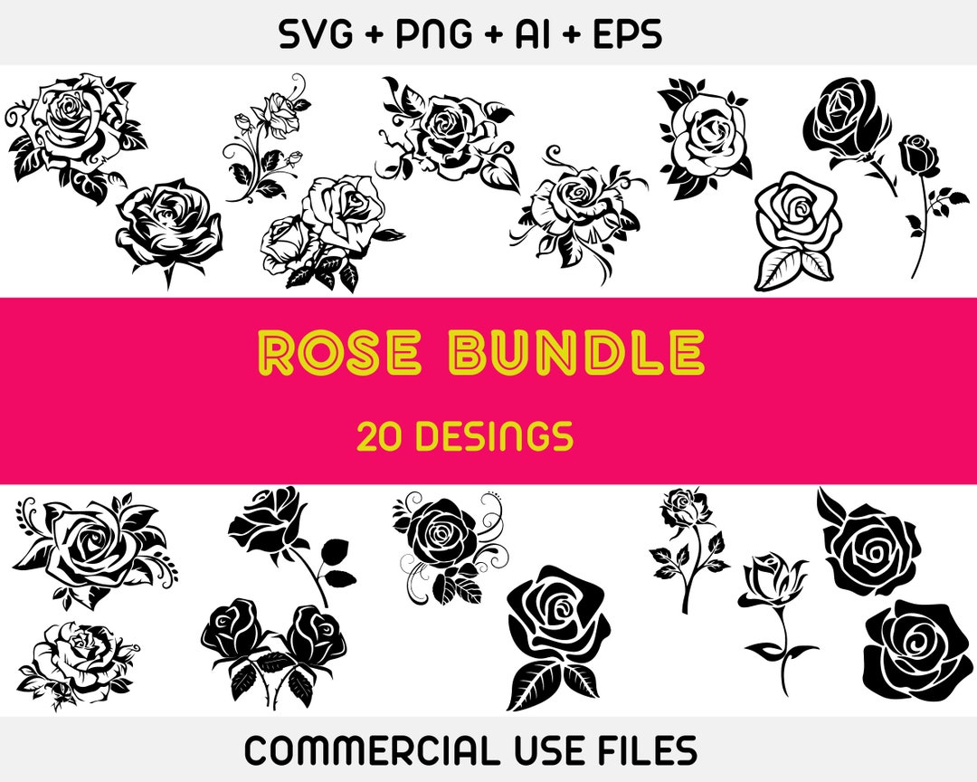 ROSE SVG Bundle, ROSES Svg Bundle, Rose Clipart Bundle, Rose Svg Cut ...