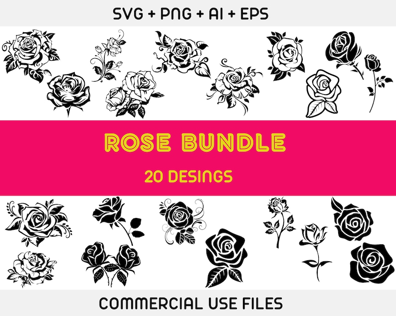 ROSE SVG Bundle ROSES Svg Bundle Rose Clipart Bundle Rose - Etsy