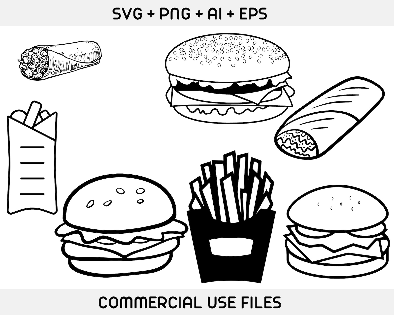 Fast Food Svg Bundle,fast Food Clipart, Fast Food Svg, Burger Svg,hot ...