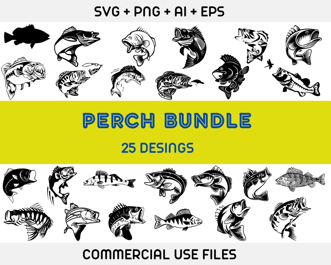Perch Fish Svg, Fishing Svg,perch Svg Bundle, Perch Clipart, Perch ...