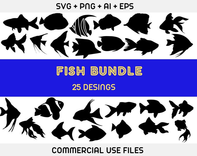 Fish SVG Bundle, Fishing SVG, Fish Silhouette Bundle, Fish Clipart, SVG ...