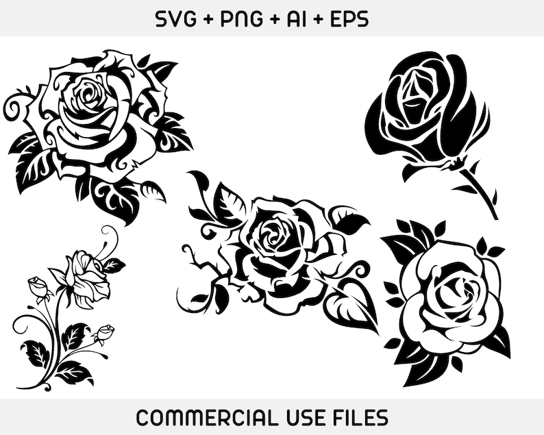 ROSE SVG Bundle ROSES Svg Bundle Rose Clipart Bundle Rose - Etsy