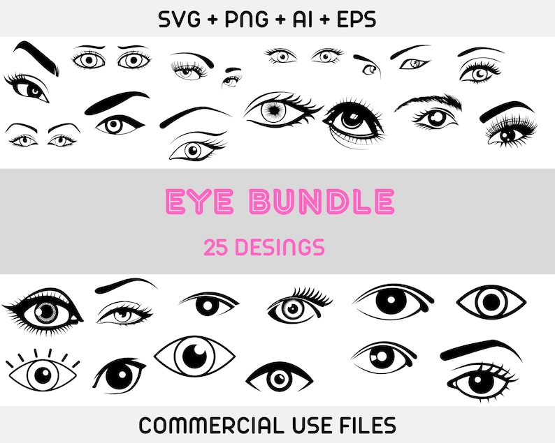 EYELASHES SVG Bundle, EYELASHES Clipart Bundle, Eyelashes Svg Files for ...