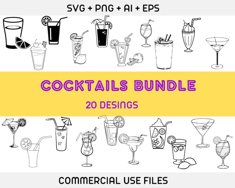 Cocktails SVG, Cocktail Party SVG, Cocktail Clipart, Cocktail SVG ...