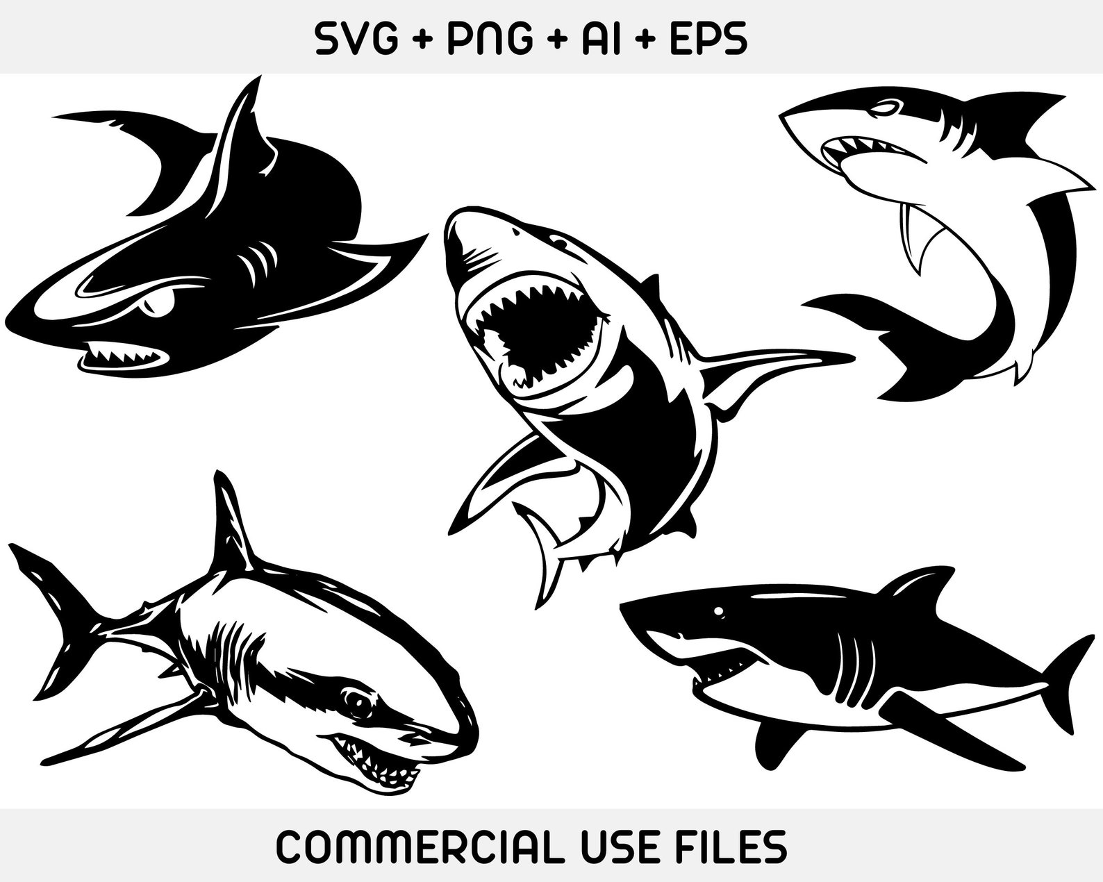 Shark Svg Bundle, Shark Fish Svg, Shark Design Svg, Animal Svg, Baby ...