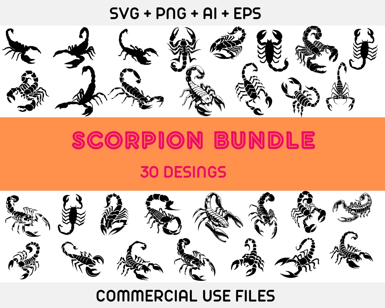 Scorpion SVG Bundle, Scorpion Png, Scorpion Eps,scorpion Silhouette ...