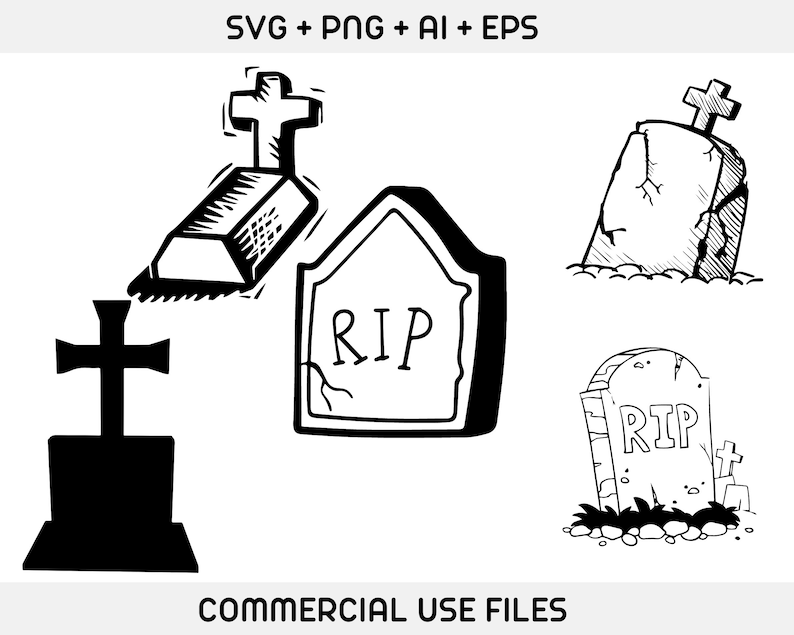 Tombstones SVG Graveyard SVG Halloween Graveyard Tombstones - Etsy