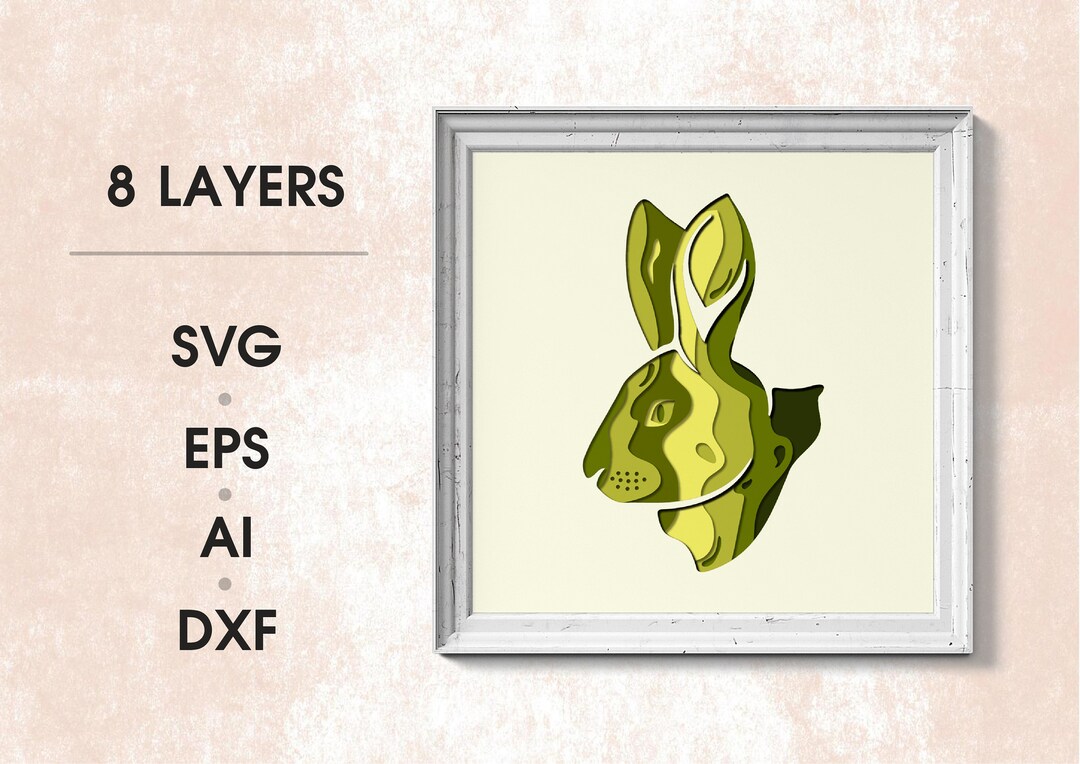 Conejo Shadow Box svg 3d Bunny svg Archivos de plantilla de - Etsy España
