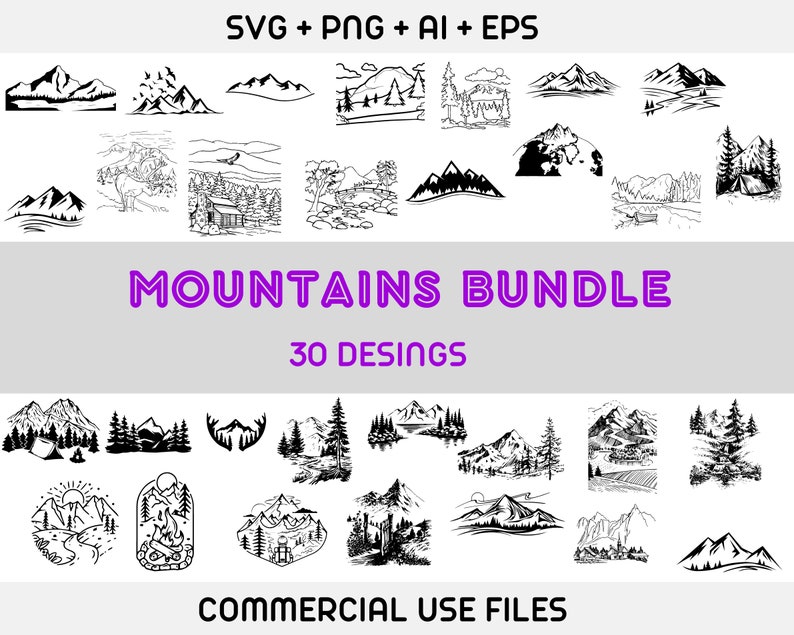 MOUNTAIN SVG Bundle MOUNTAIN Clipart Mountain Svg Cut Files - Etsy