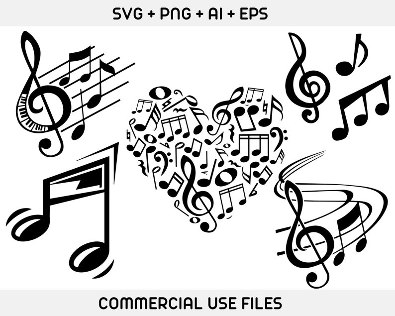 MUSICAL NOTES SVG Guitar Svg Musical Notes Clipart Music - Etsy