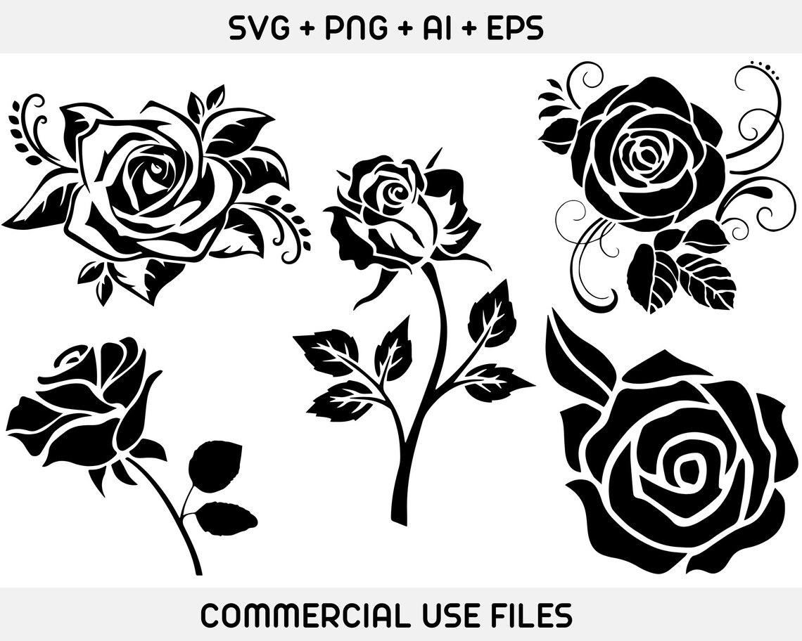 ROSE SVG Bundle, ROSES Svg Bundle, Rose Clipart Bundle, Rose Svg Cut ...
