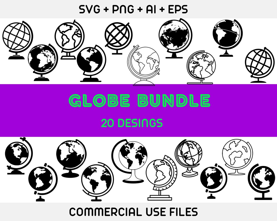 Globe SVG Globe Silhouetteglobe SVG Bundle Planet Earth - Etsy