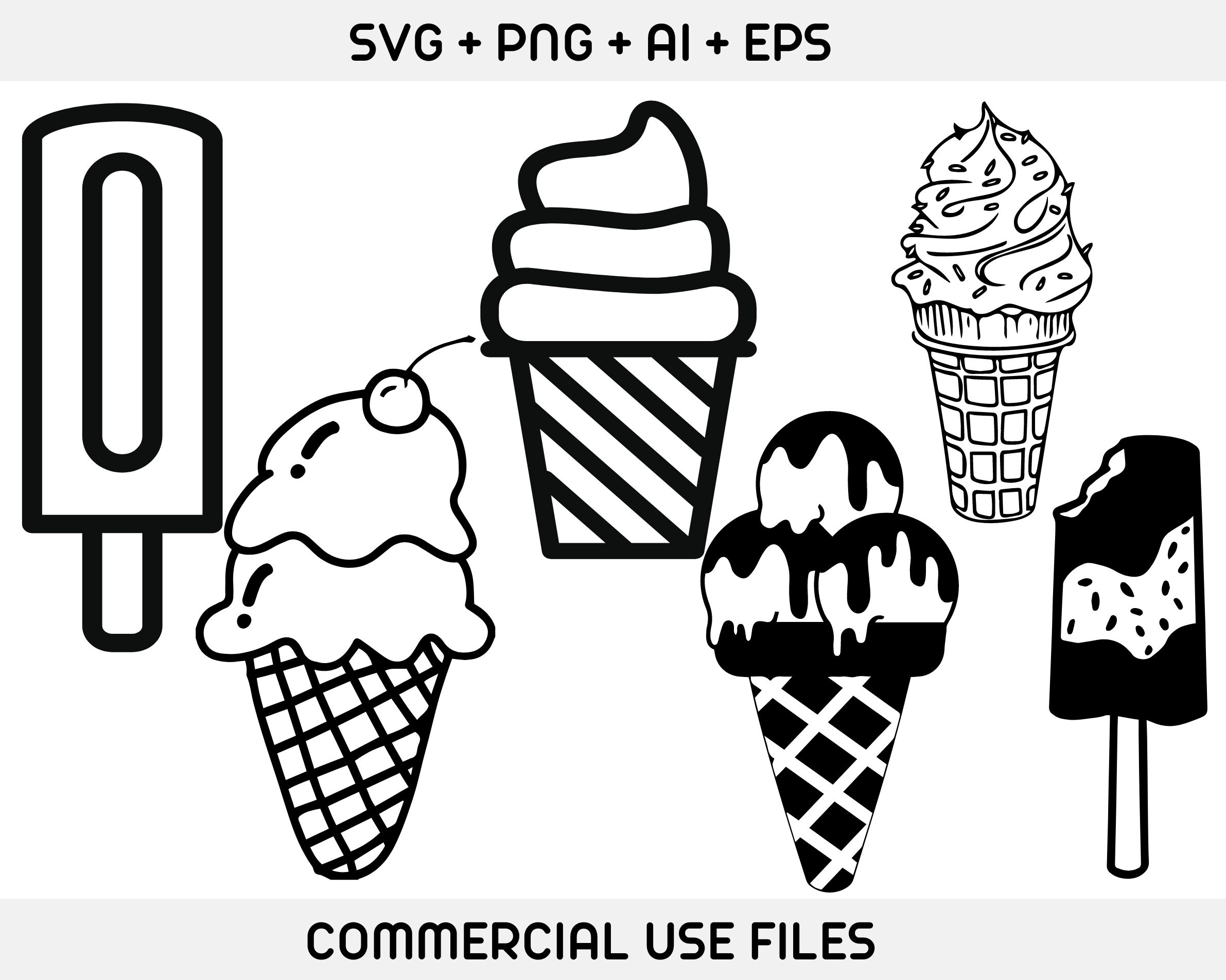 Paquete SVG de helado Paleta svg Helado svg Cono de helado - Etsy España