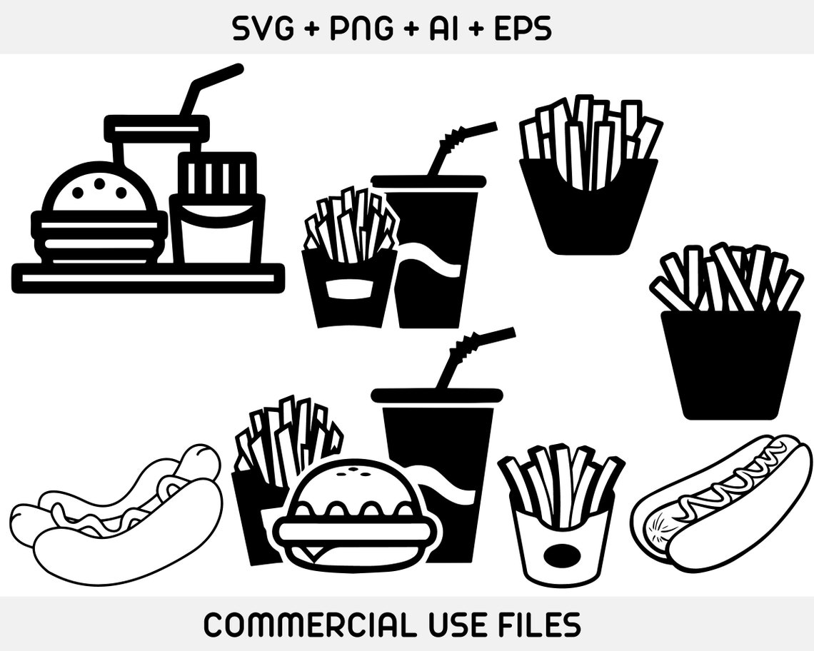 Fast Food Svg Bundle,fast Food Clipart, Fast Food Svg, Burger Svg,hot ...