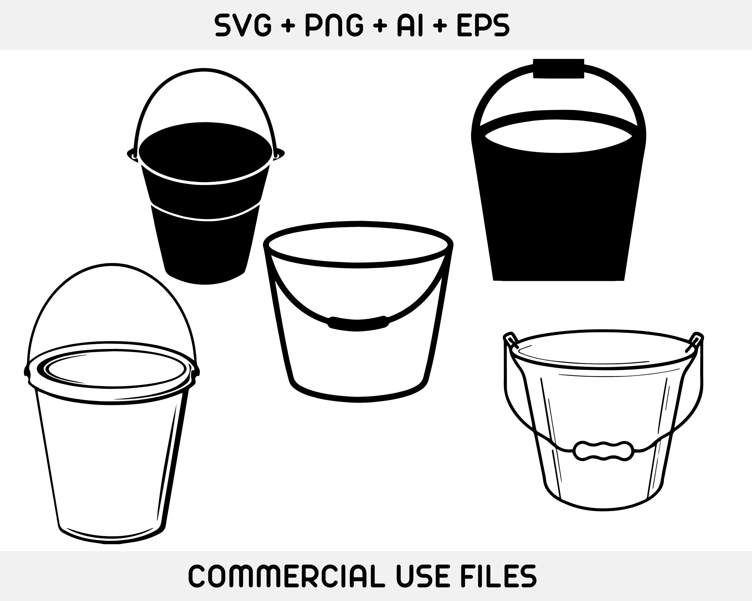Bucket Svg Bundle Bucket Svg Bucket Silhouette Water Bucket - Etsy ...