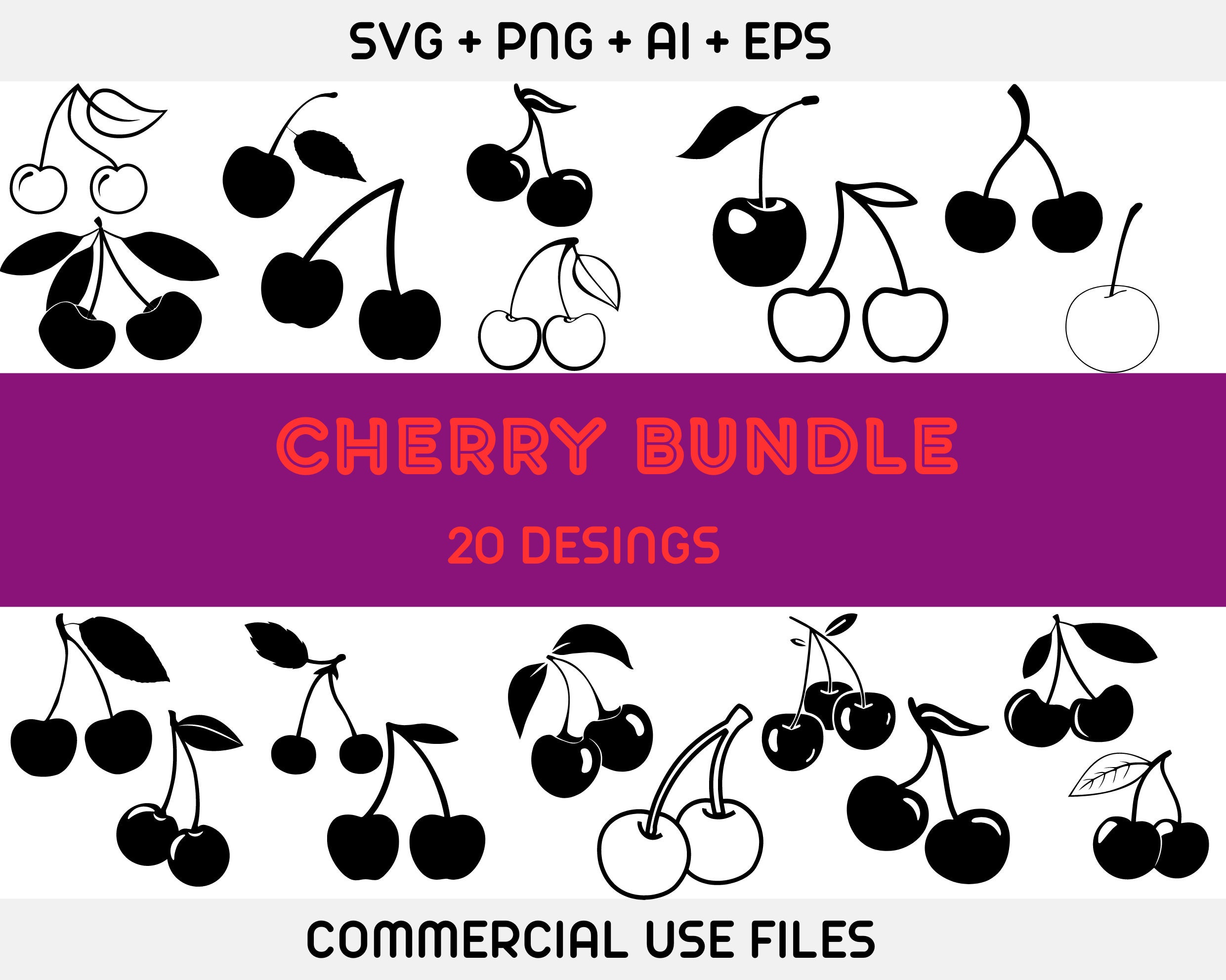 Cherry SVG Bundle, Cherry Vector, Cherry Cut Files,cherry Svg, Cherry ...