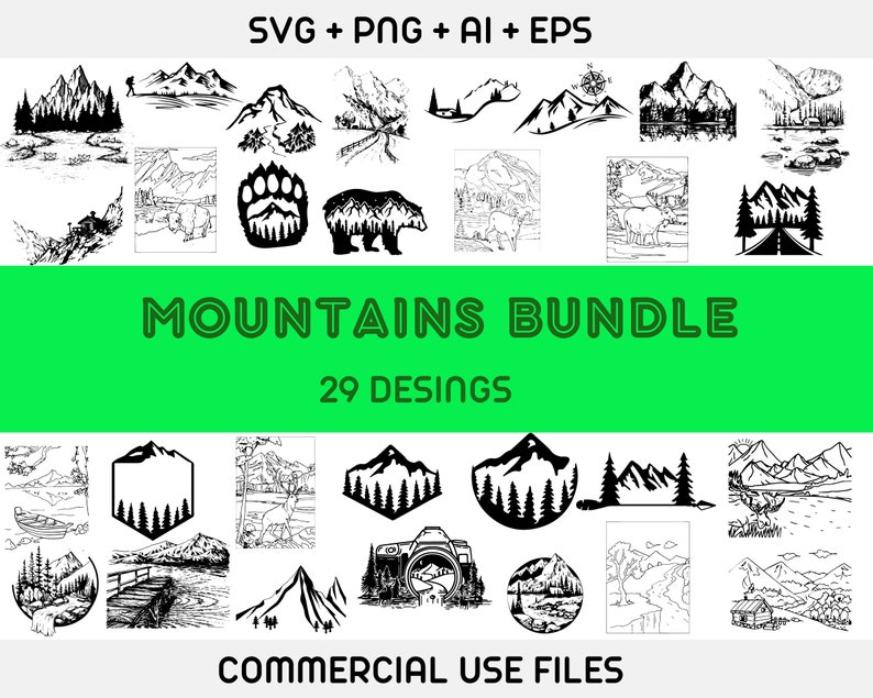 Mountain Scenery SVG Mountain Scenery Silhouette Mountain - Etsy