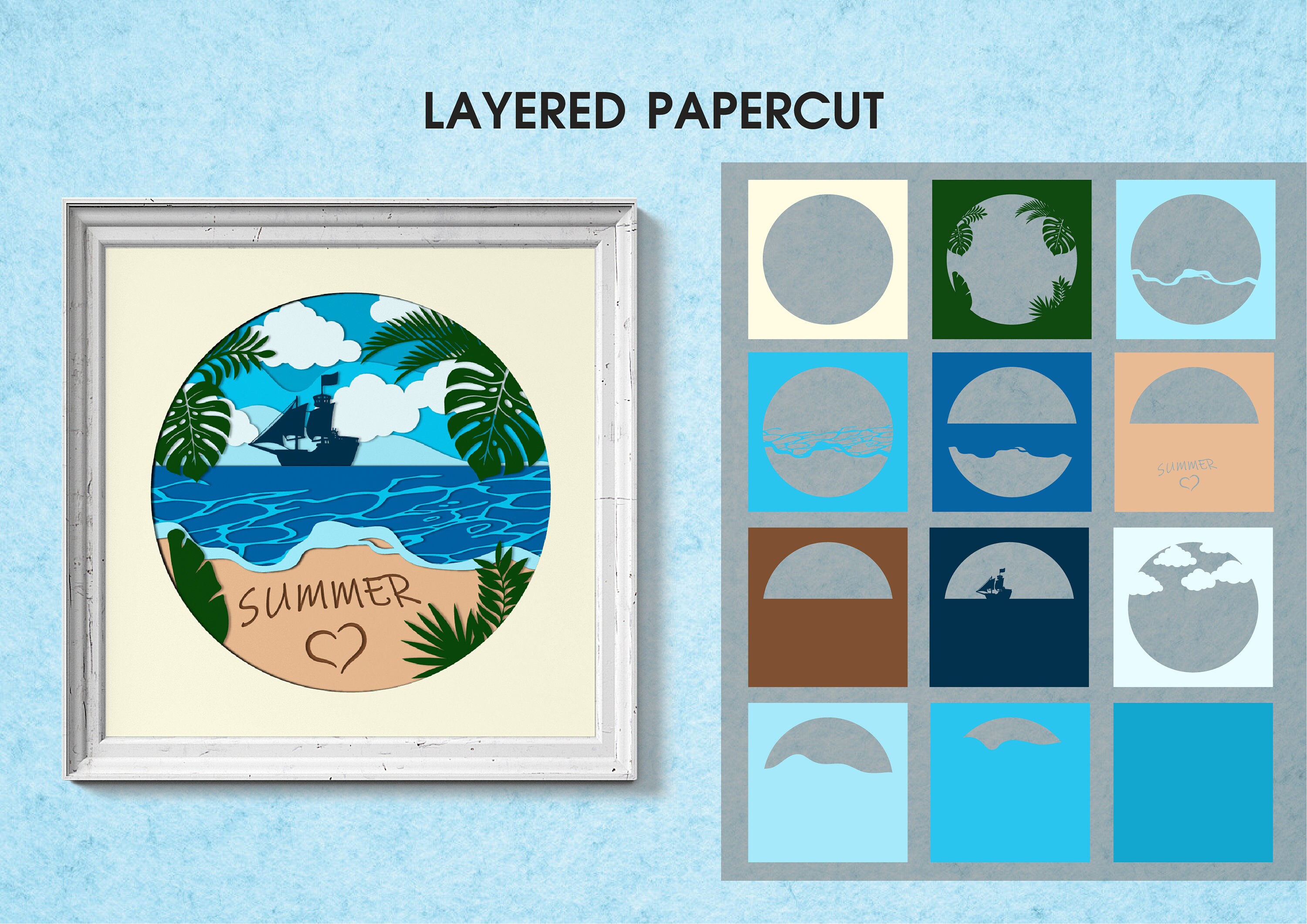 3d Summer Shadow Box Svg 3d Beach Svg 3d Layered Svg Files for - Etsy ...
