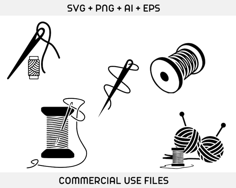 Thread With a Needle Svg Spool of Thread Svg Filesewing Svg - Etsy
