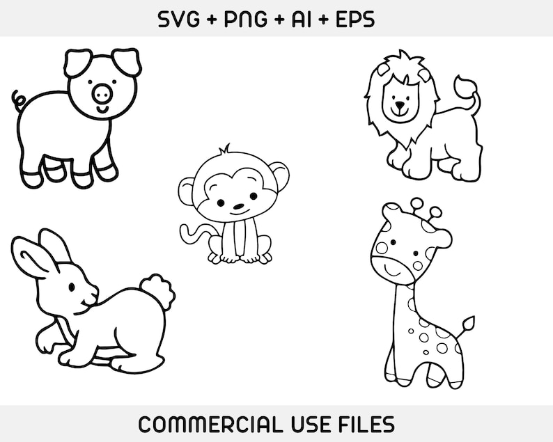 Animal Bundle Svg Doodle Svg Doodle Shapes Svg Cute Animal - Etsy