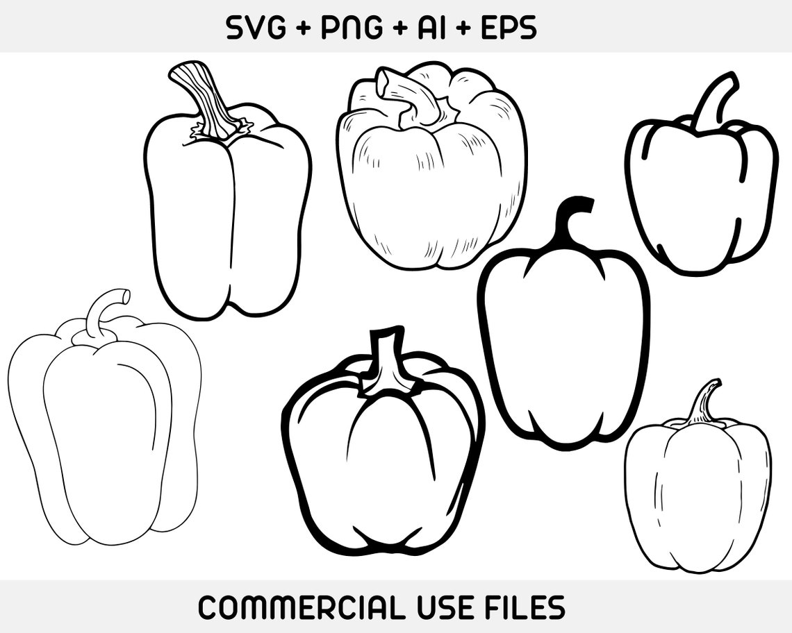 Bell Pepper Svgbell Pepper Cut Filebell Pepper Clipartbell - Etsy
