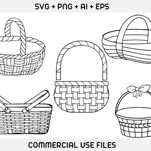 Basket SVG, Basket Svg Bundle, Easter Egg Basket SVG, Wicker Basket Svg ...