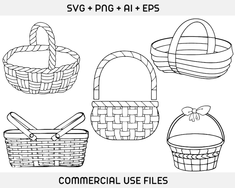 Basket SVG Basket Svg Bundle Easter Egg Basket SVG Wicker - Etsy