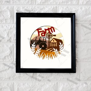 Farm Village Light Box Template, Horse Shadow Box, Tractor Shadow Box ...