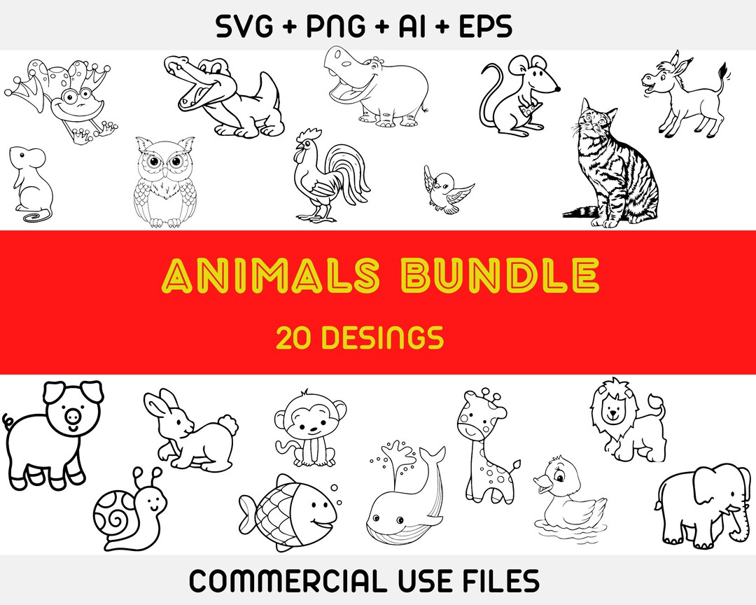 Animal Bundle Svg, Doodle Svg, Doodle Shapes Svg, Cute Animal Svg, Farm ...