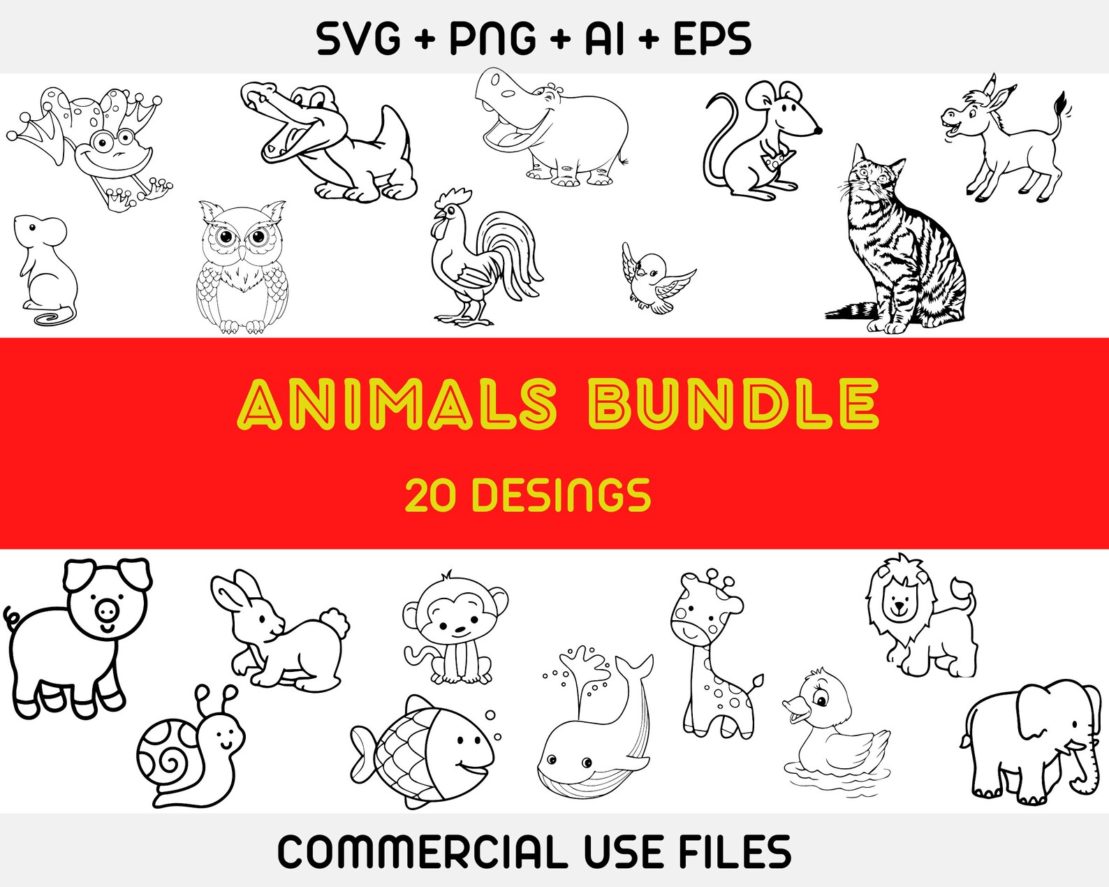 Animal Bundle Svg Doodle Svg Doodle Shapes Svg Cute Animal - Etsy