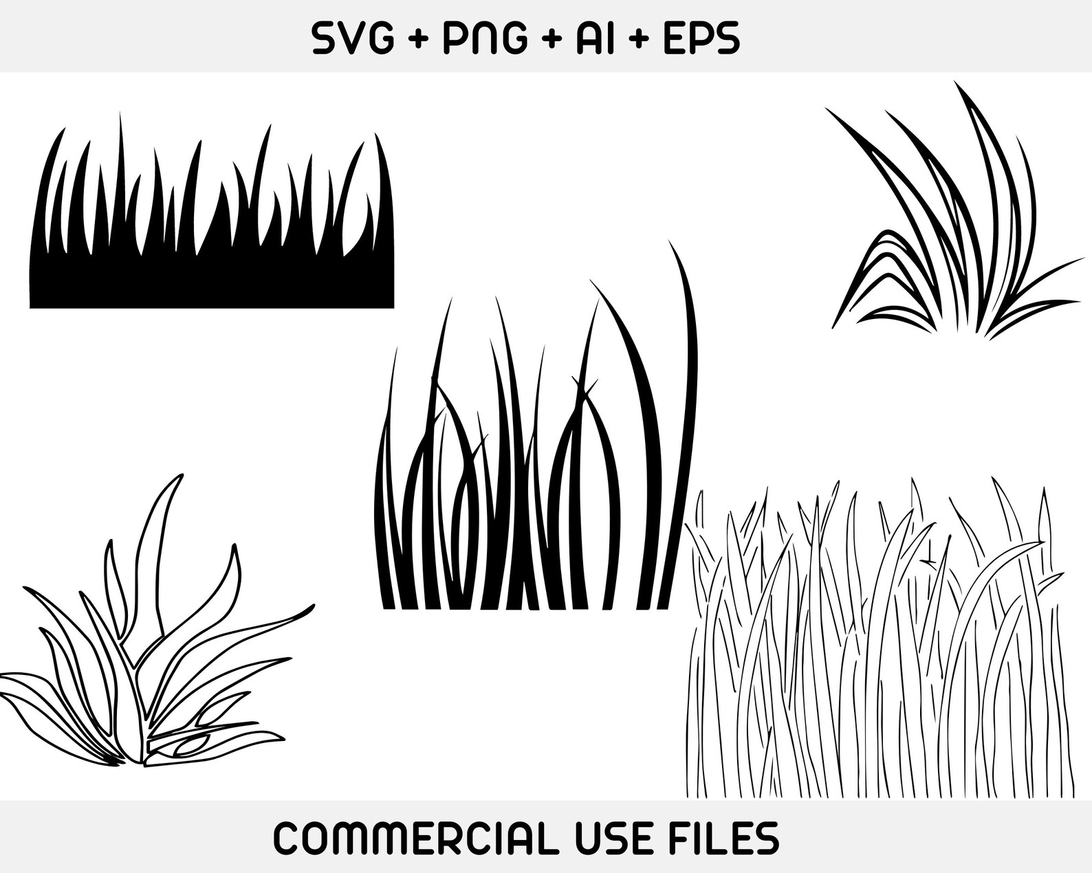 GRASS SVG BUNDLE, Grass Svg Clipart, Wild Grass Svg Cut Files for ...