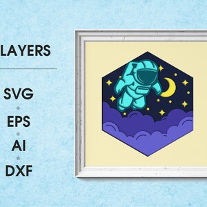 Space Cosmonaut Shadow Box SVG Template Star Astronaut - Etsy