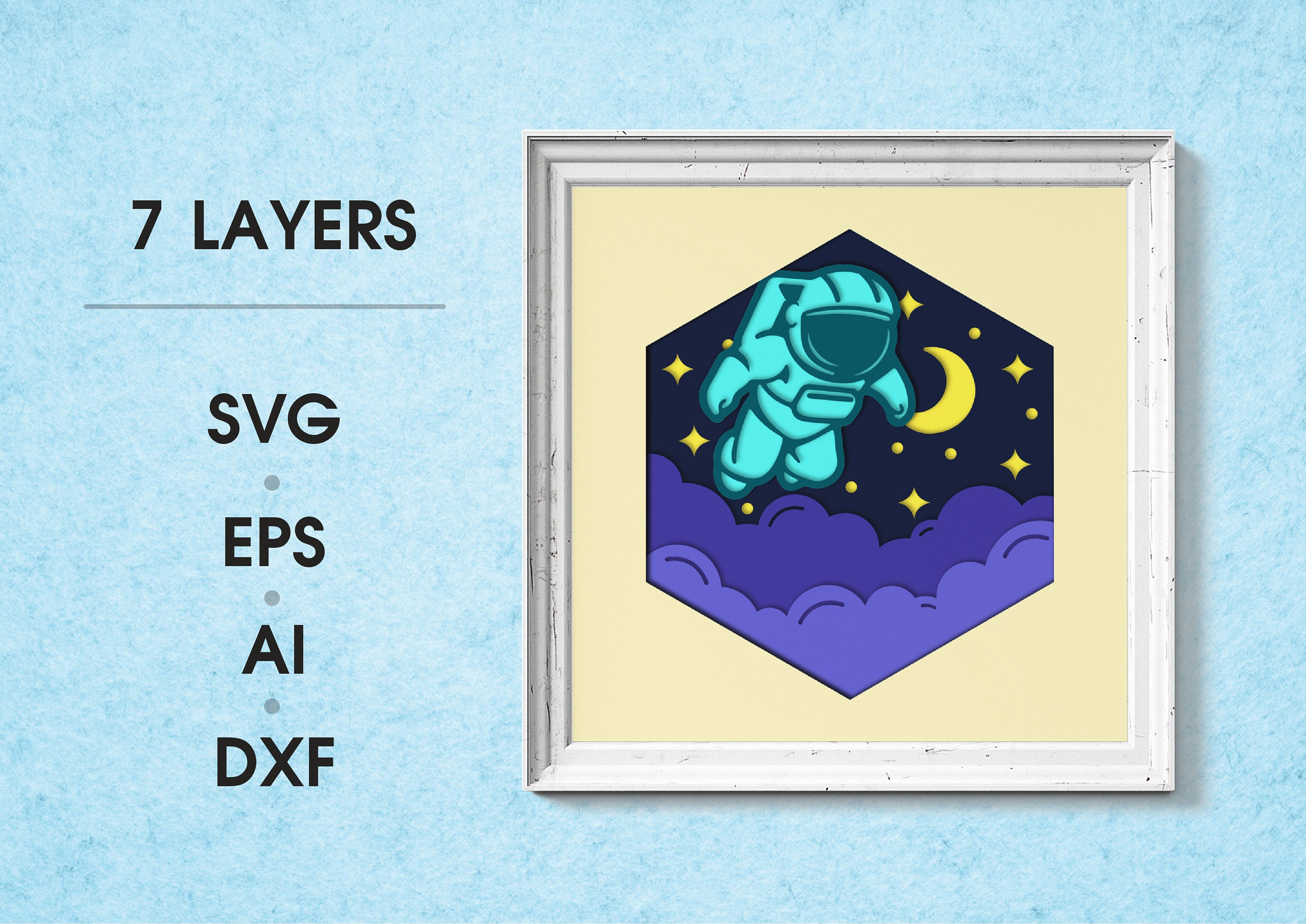 Space Cosmonaut Shadow Box SVG Template Star Astronaut - Etsy