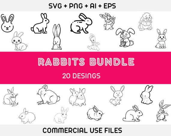 Rabbit Svg Bundle Rabbit Svg Rabbit Clipart Cute Rabbit - Etsy