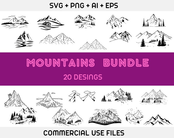 Berg und Bäume Clipart Berg Clipart svg Camping Logo - Etsy.de