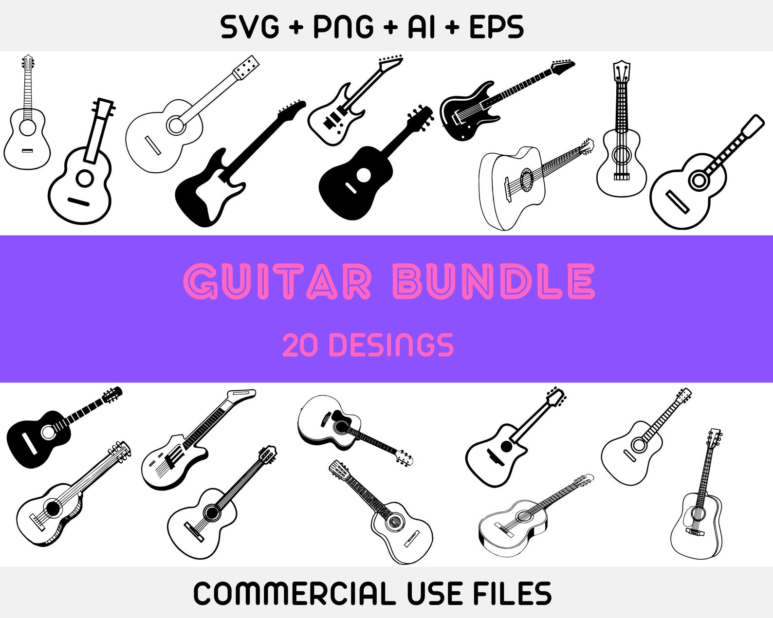 Guitar Bundle Svg guitar Svg Guitars Svg Instruments - Etsy